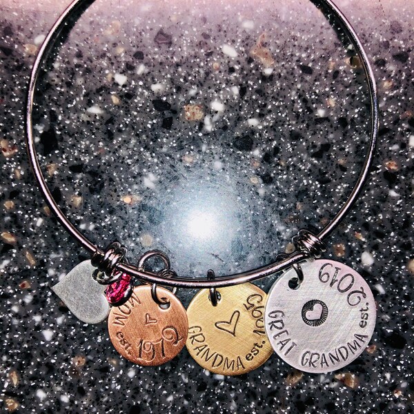 Personalized Hand Stamped Grandma Bracelet. Great Grandmother Gift ...