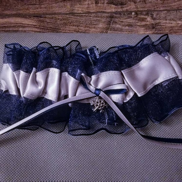 Cowboy Boot Silver and Navy Blue Wedding Garter or Set - Something Blue ...