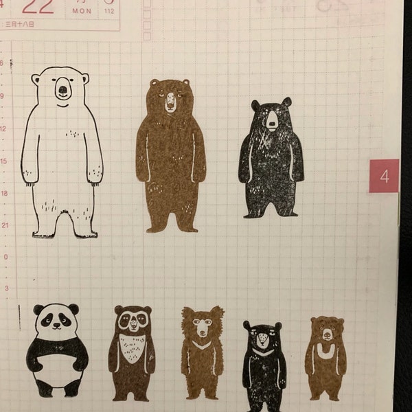 Bear Family Stamp Set, Unique Gifts for Crafters, Vintage Bear Stamps ...