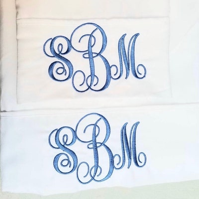 Monogrammed Sheet Set Custom Embroidery Monogrammed Bedding Queen Twin ...
