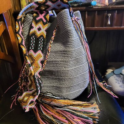 Mexican Morral Bag, Handmade Gift Purse Bag. Crossbody Bag, Hand Knit ...