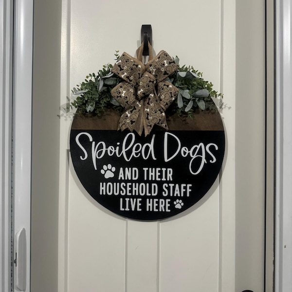 Dog Front Door Decor | Dog Welcome Sign | Year Round Wreath | Dog | Dog ...