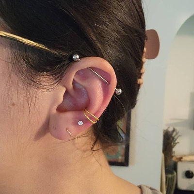 Double Smooth Split Conch Hoop, G23 Titanium, Double Conch Earring ...