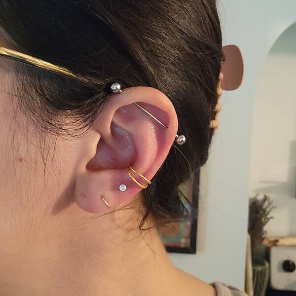 Double Smooth Split Conch Hoop, G23 Titanium, Double Conch Earring ...