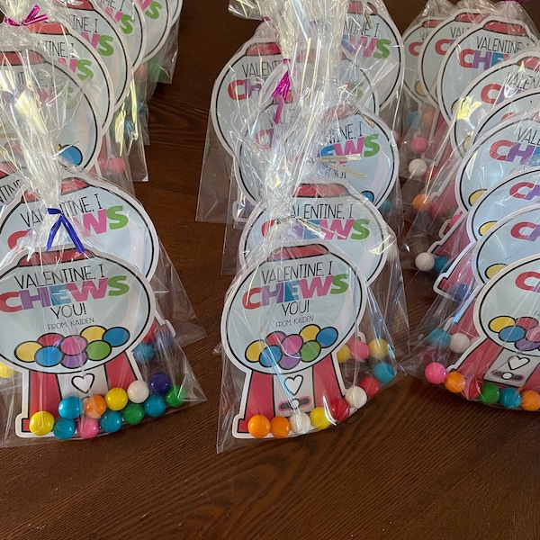 Gumball Machine Kids Valentines Cards, I Chews You Valentine's Day Card ...
