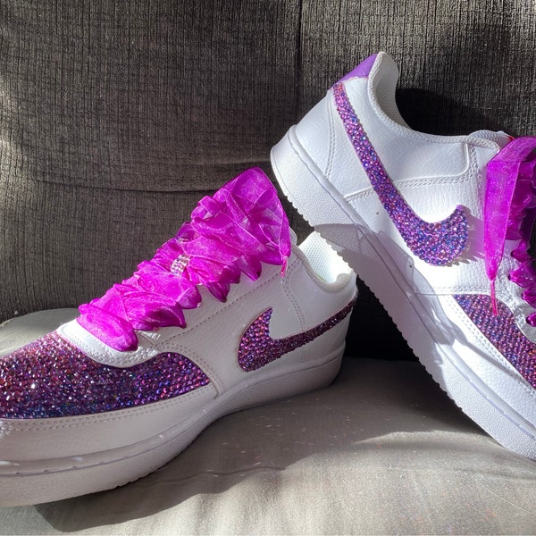 Custom Bling Nike Court Shoes, Wedding Rhinestone Shoes, Hand Placed ...