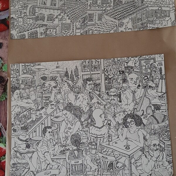 The Persian Bazaar, Line Drawing of Tajrish Bazaar in Tehran With ...