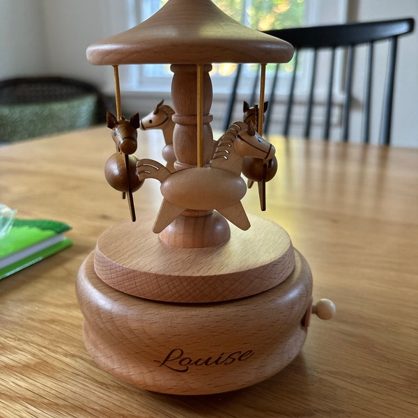 Personalized Musical Carousel Custom Wooden Music Box Engraved Keepsake ...