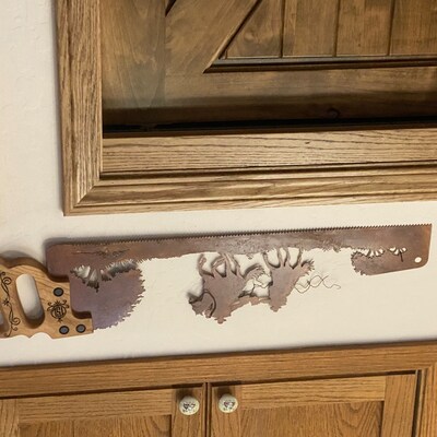 Team Roping Horse and Cattle Metal Art Hand plasma Cut Handsaw Wall ...