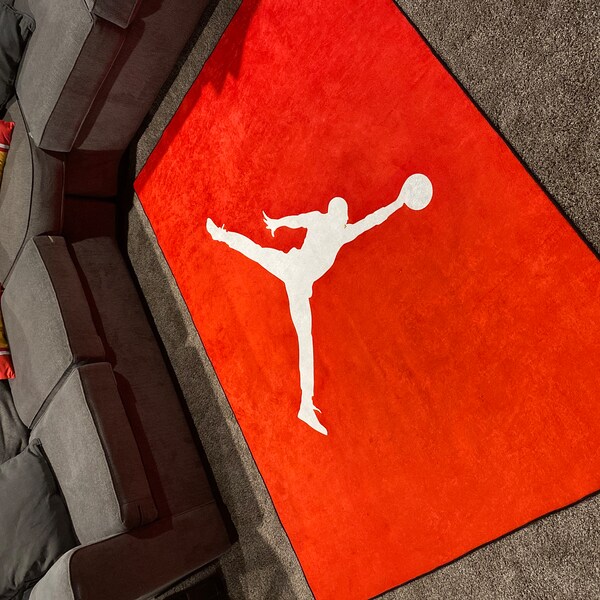 Football Field Patternarea Rug / Black Rug / Football Ball Decor Rug ...