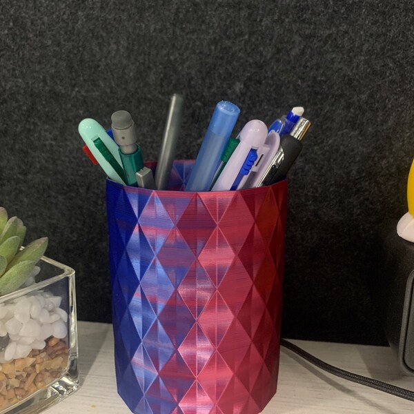 Desk Organizer | Multi- Section Pencil Holder | 3D Printed | Sticky ...