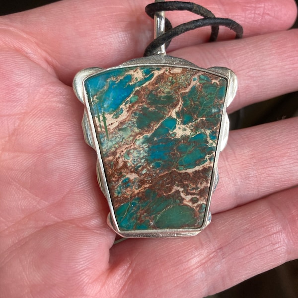 Blue Sea Sediment Jasper Pendant 925 Sterling Silver Pendant Sea ...