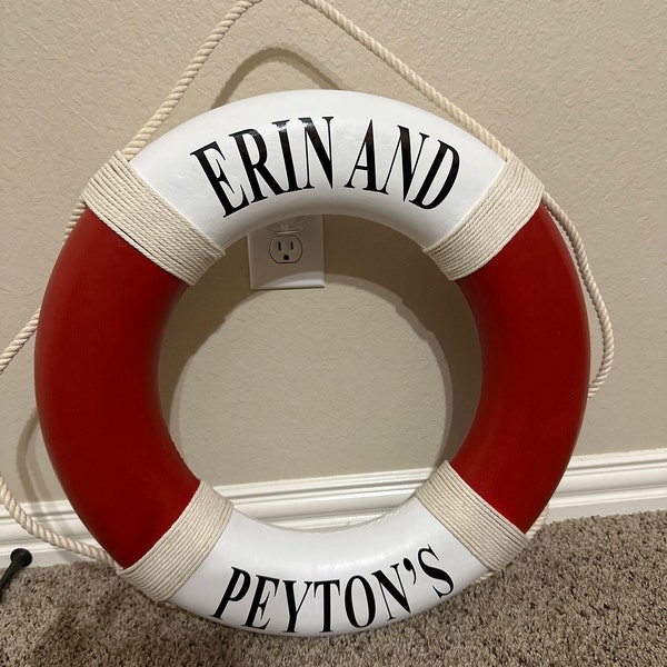 Personalized Life Preserver Ring - Pool Décor - Boat Décor -beach House ...
