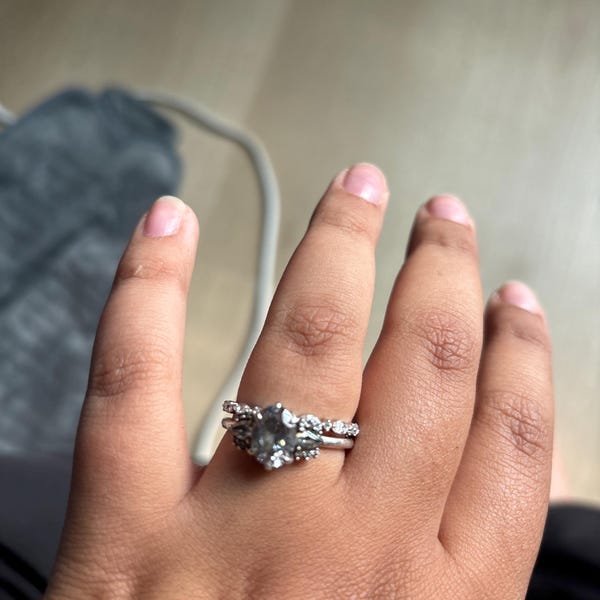 Round Cut Moissanite Wedding Ring Set, Solitaire Engagement Rings, Half ...