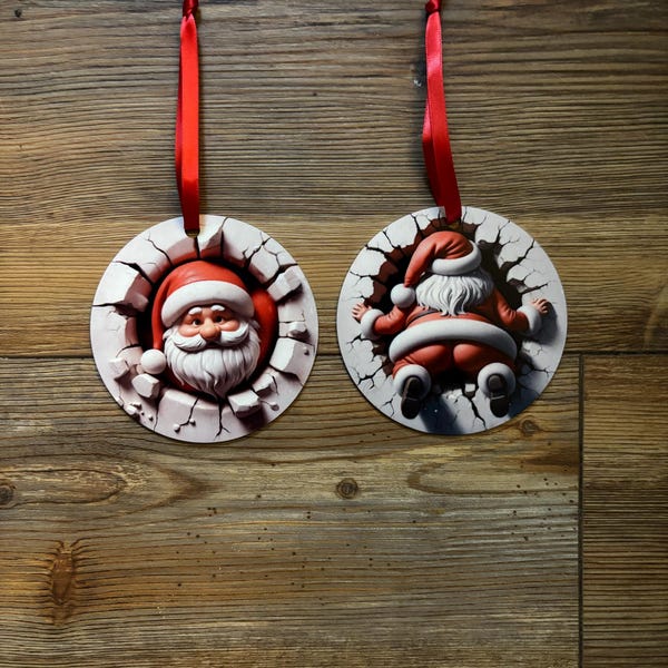 3D Breakthrough Santa Ornament, 3D Breakthrough Santa Figurine, Festive ...