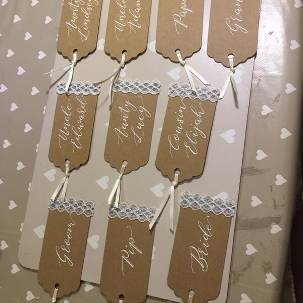 Wedding Place Card, Handwritten Calligraphy Place Name, Wedding Guest ...