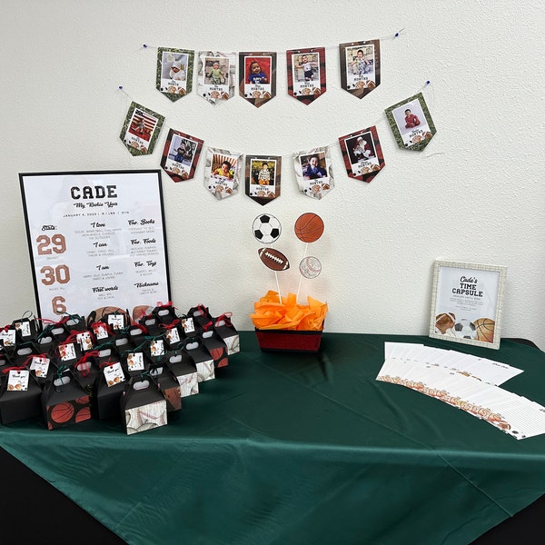 Sports Birthday Invitation Bundle, All Star Decoration Printable Set ...