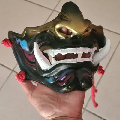 Japanese Samurai Oni Demon Jade Half Mask FINISHED&PAINTED - Etsy