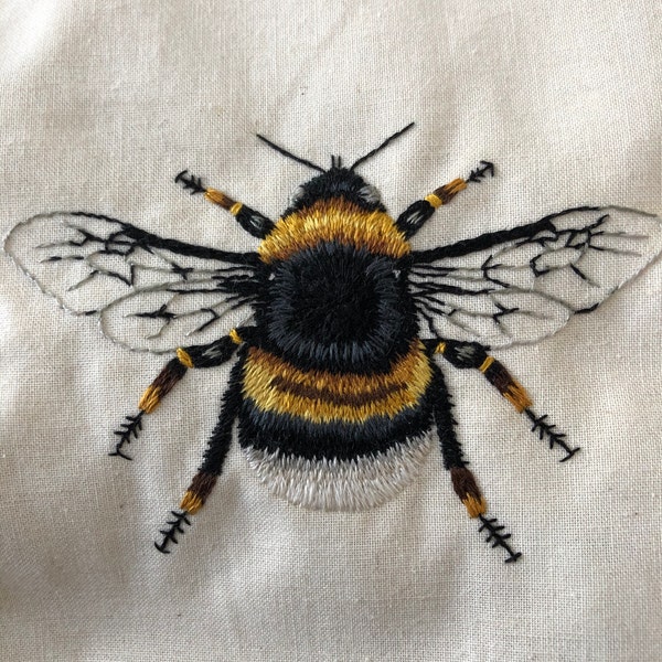 Bee: Hand Embroidery Pattern. Thread Painting Tutorial. PDF Digital ...