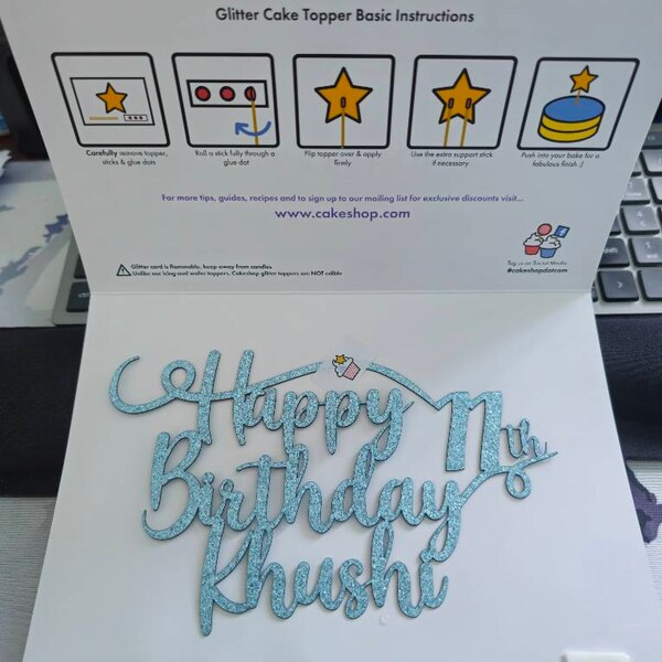 Personalised Happy Birthday Glitter Cake Topper By Cakeshop Custom