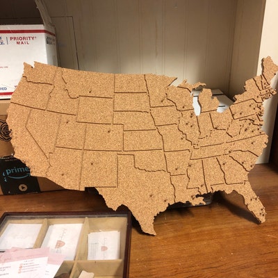 USA Cork Board, USA Corkboard Map, Pin Board, USA Bulletin Board ...
