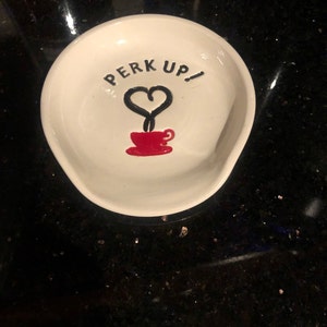 Perk up Ceramic Spoon Rest Mini Teaspoon Rest Coffee Lovers Gift Spoon ...