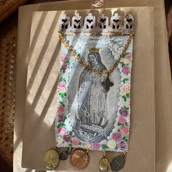 Virgin Mary Pocket Shrine - Hand Stitched and Vintage Assembled Pocket ...