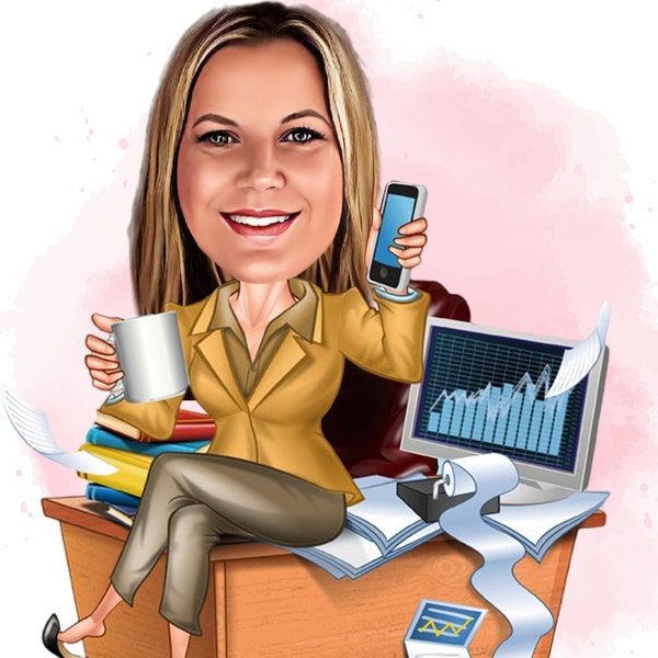 Custom Female Boss Cartoon Portrait, Boss Portrait, Gifts for Boss ...