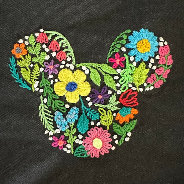 Flower Mickey Embroidery Pattern Floral Embroidery Pattern Mickey Hoop ...