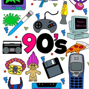 90's Doodle Clipart Nineties Decade PNG Nostalgic - Etsy