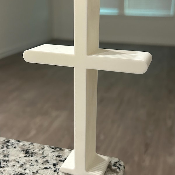 Standing Cross, Cross Statue, Cross on Stand, Table Top Cross, White ...