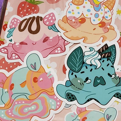 Octo Ice Cream Waterproof Stickers - Etsy