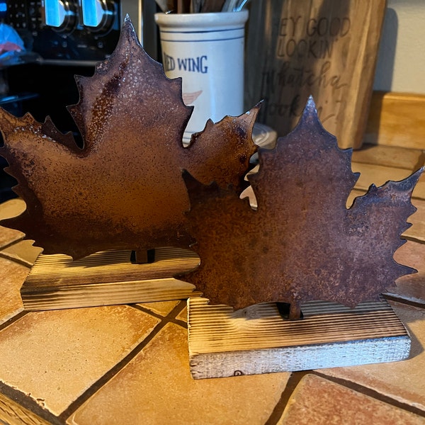 Maple Leaf Fall Leaves Rusted Metal Handmade Fall Decor Set of 2 - Etsy