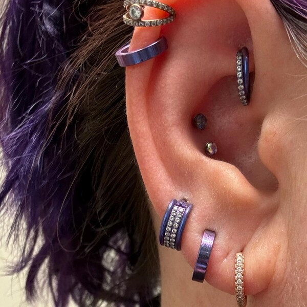 ASTM F136 Titanium Conch Hoop, Four Layer Stacked Conch Earring, Gold ...