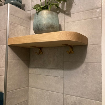 4 Solid Brass Shelf Bracket With Hook Shelf Support Radiator Gold Aged ...