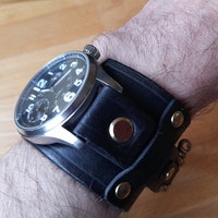 Wide Watch Strap Made to Order. Full Grain Veg Tan Leather, Rugged EDC ...