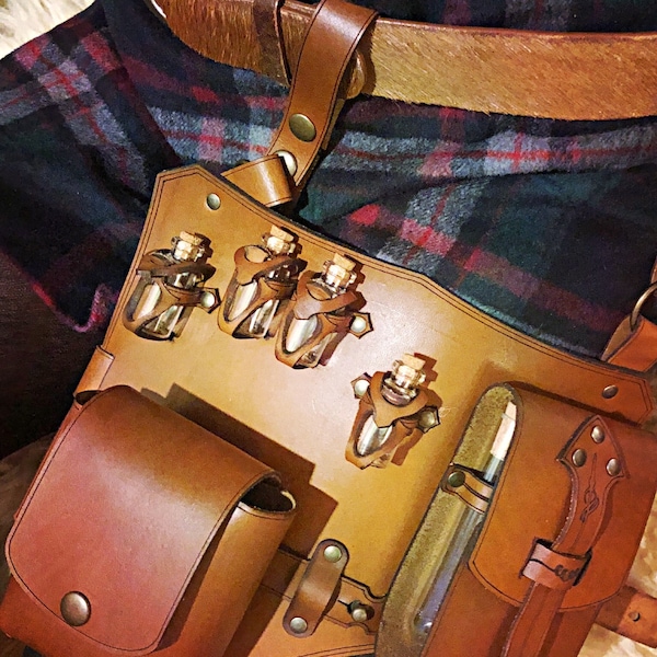 Leather Leg Harness Belt Leg Potion Holster Alchemist Larp Steampunk ...