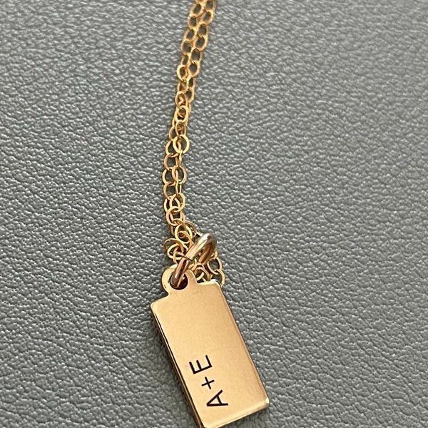 Personalized Mini Tag Necklace • 14K Gold Filled Tag Necklace • Custom ...