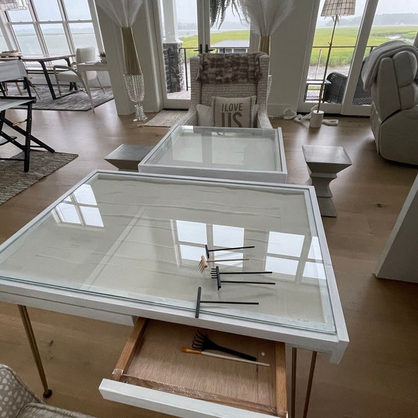 Rustic Display Table With Removable Glass Top - 100% Made in the USA - Etsy