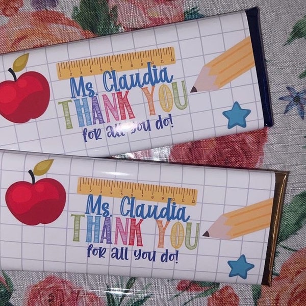 Teacher and Staff Appreciation Chocolate Bar Wrapper, Editable Candy ...