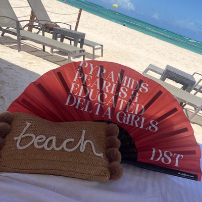 Alpha Kappa Alpha Large Hand Fan Oh so Pretty Pinkies and Pearls AKA ...