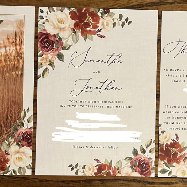 Floral Rust Wedding Invitation Template, Burnt Orange Arch Invitation ...
