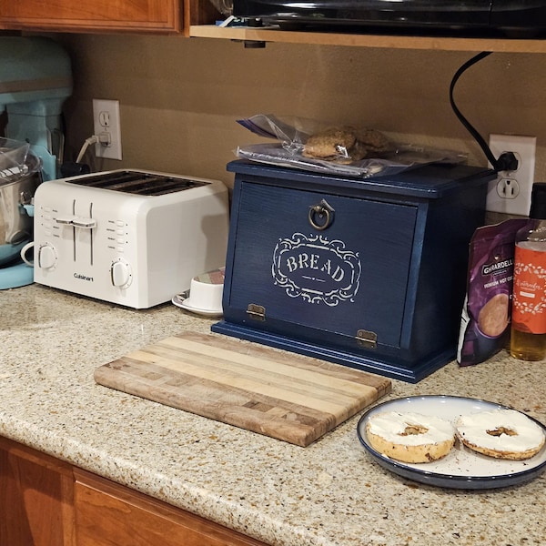 Teal Bread Box Bread Bin Handmade Bread Box - Etsy