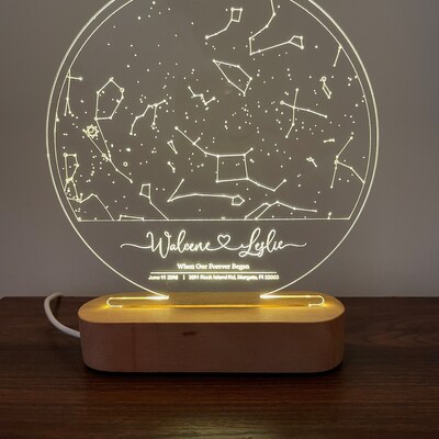 Personalized Constellation Chart Lamp Gift Star Map on Night - Etsy