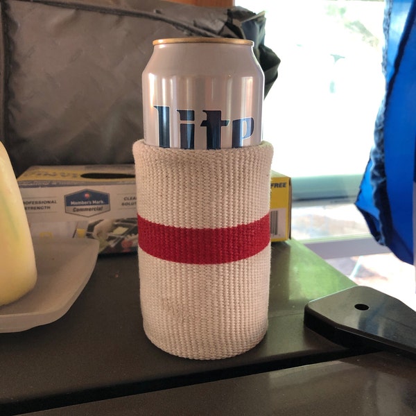 Fire Hose thin Red Line Firefighter Can Cooler Upcycled Can Cooler ...