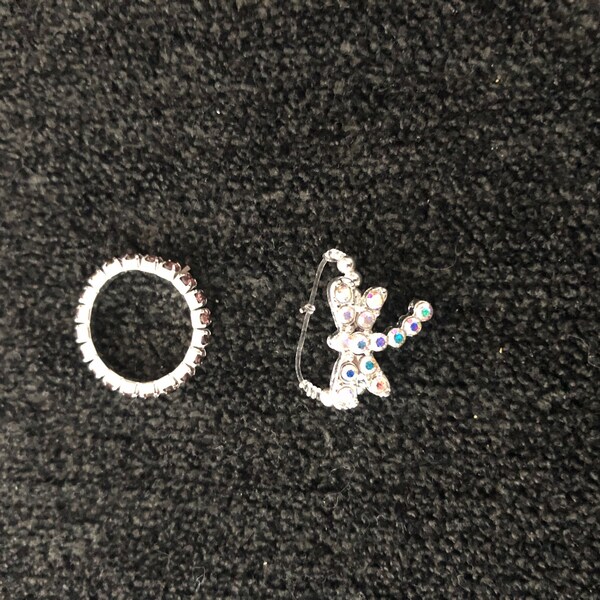 MUSICAL NOTE Gold/cz Dangle Toe Ring With Black Crystals, Stretch ...