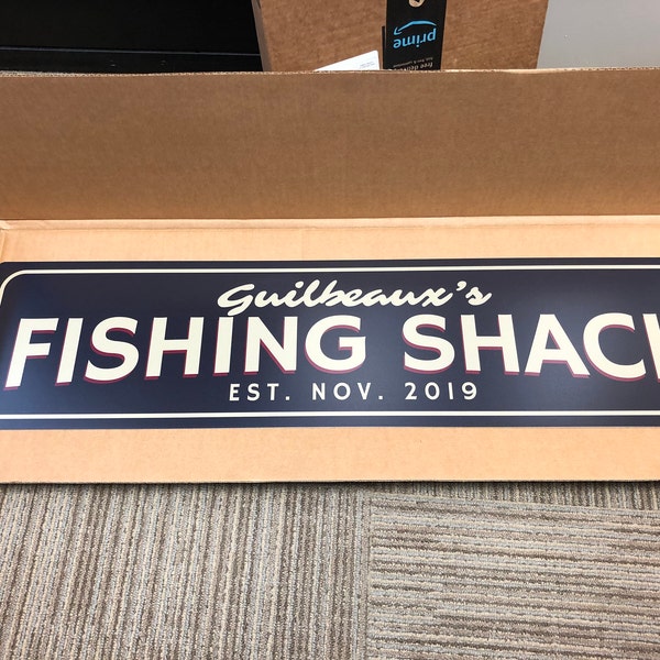 Fishing Shack Sign, Personalized Welcome Friends Fisherman Name Gift ...