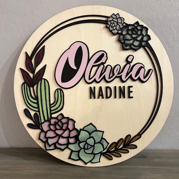 Cactus Laser Cut File SVG, Cactus Frame Laser File, Round Cactus Sign ...