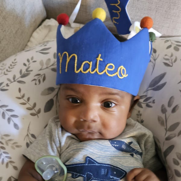 Number and Star Custom Linen Crown for Kids & Children's Birthday ...