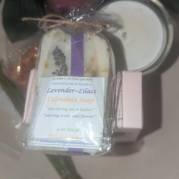 Lavender Lilac Calendula Soap, (types of Lavender Spikes May Vary). 4 ...